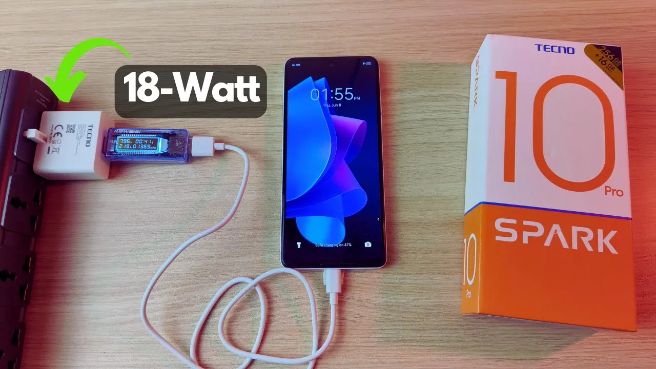 Tecno Spark 10 Pro Charging Experiment using 18-Watt charger - Techsawa
